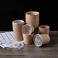 China Desserts PE Coated 30ozDisposable Food Grade Biodegradable Eco Paper Food Container Kraft Soup Bowl for sale