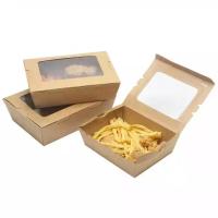 China PE Coated 2 Ply Eco Friendly 20oz Kraft Paper Bowls Fast Food Box Take Away Salad Sushi Cookie Paper Packing Box for sale