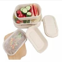 China Cheese Rectangular 1300ml Disposable Paper Soup Bowls Biodegradable Salad Food Container Bagasse Box With Lid Cover for sale