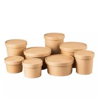 China Biodegradable Paper Bowl Packaging Salad Bowl Grade Paper Round Hot Soup 20 Oz Small Disposable Soup Bowls for sale