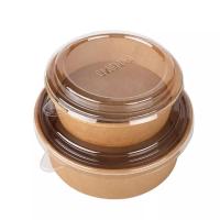 China PE Lined Disposable 850ml Kraft Paper Salad Bowl Compostable To Go Food Container Salad Packaging Hot Food Containers for sale