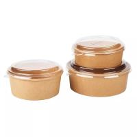 China PE Lined Disposable 850ml Kraft Paper Salad Bowl Compostable To Go Food Container Salad Packaging Hot Food Containers for sale