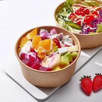 China Eco Friendly Round Kraft Disposable Paper Packaging Salad Bowl Flexo Printing Recyclable 20oz Eco Friendly Paper Bowls for sale