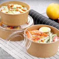 China Eco Friendly Round Kraft Disposable Paper Packaging Salad Bowl Flexo Printing Recyclable 20oz Eco Friendly Paper Bowls for sale