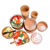 China Take Away Kraft Paper Salad Bowl Food Container Customized Disposable Kraft Paper Bowl for soup for sale