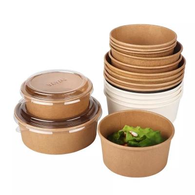 China Take Away Kraft Paper Salad Bowl Food Container Customized Disposable Kraft Paper Bowl for soup for sale