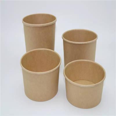 China Custom Print Eco-friendly Disposable Food To Go Packaging Container Kraft Paper Rice Soup Cup Take Away Salad Bowl for sale