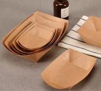 China Food Grade Greaseproof Snack Packaging Disposable Paper Tray Eco Friendly Brown Food 7oz Kraft Paper Bowls for sale