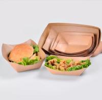China Food Grade Greaseproof Snack Packaging Disposable Paper Tray Eco Friendly Brown Food 7oz Kraft Paper Bowls for sale