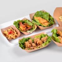 China Food Grade Greaseproof Snack Packaging Disposable Paper Tray Eco Friendly Brown Food 7oz Kraft Paper Bowls for sale