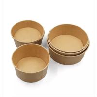 China Soup Brown 16oz Kraft Paper Bowls Custom Recyclable Kraft Paper Salad Bowls for sale