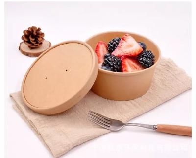 China Top Sale Food Container Kraft Salad Paper Bowl Throwaway Greaseproof Soup 26oz Recyclable Paper Bowls for sale