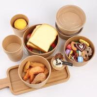 China Beverage Food Catering 28ozWholesale Kraft Paper Bowl Light Food Salad Bowl Thickened Disposable Paper Bowl Round for sale
