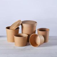 China Factory Hot Selling Custom Printed Snack Food Kraft Brown 22oz Hot Soup Paper Bowl for sale