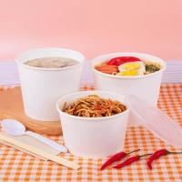 China Custom Printed PE Coated Large Capacity Disposable Soup Bowl White Paper Salad Bowl for sale