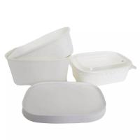 China 20oz Hot Selling Biodegradable Square Rectangle Box Kraft Paper Fast Food Salad Square Bowl for sale