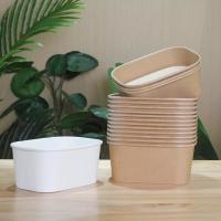 China 20oz Hot Selling Biodegradable Square Rectangle Box Kraft Paper Fast Food Salad Square Bowl for sale