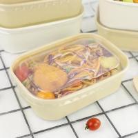 China 26oz Custom Eco-friendly Disposable Take Away Rectangle Kraft Paper Food Packing Bowl for sale