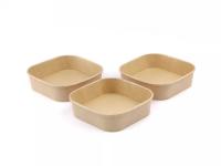 China Custom Printing Disposable Kraft Paper Bowl Square With Plastic Lid Take Away Food Packing Container On Sale for sale