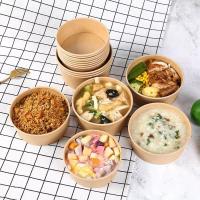 China Degradable Environmental Food Grade Custom Printed Disposable Kraft Paper Bowl Salad Paper Bowl for sale