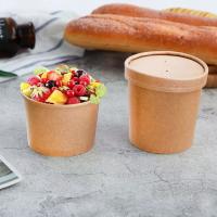 China Disposable Paper Bowls With Lids Soup Serving Paper Cup PE Coating Salad Paper Bowl For Hot Cold Food Soup for sale