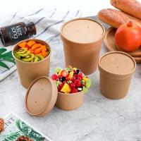 China Disposable Paper Bowls With Lids Soup Serving Paper Cup PE Coating Salad Paper Bowl For Hot Cold Food Soup for sale