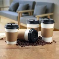 China 16oz Brown Double Wall Take Away Coffee Paper Cup Disposable Paper Coffee Cup for sale