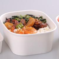China 1000ml Food Grade White Color Biodegradable Square Paper Bowl For Soup Salad for sale