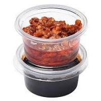 China PP Clear Black Disposable Sauce Cup Plastic Food Sauce Container With Lid for sale