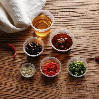 China Disposable Plastic Multiple Specifications Hinged Mini Sauce Cup With Lid for sale