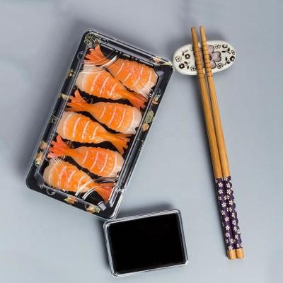 China Clear Plastic Blister Thermoforming Rectangular Sushi Box Container Custom Food Grade for sale