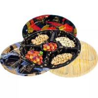 China Clear Plastic Sushi Box Black Pattern Golden Maple Leaf 5 Compartments With Lid for sale