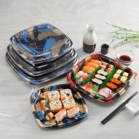 China Square Japanese Disposable Plastic Food Container Party Takeaway Sushi Trays With Lid for sale