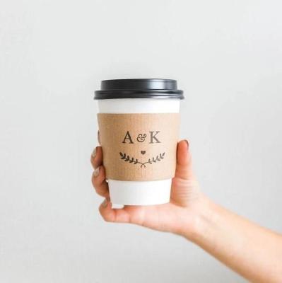 China Disposable Coffee Kraft Paper Cup Holder Paper Coffee Custom Cup Sleeve for sale