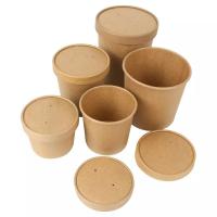 China Disposable Single Wall Greaseproof Kraft Paper Food Container 12Oz For Congee Gruel for sale
