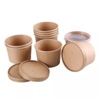 China Disposable Single Wall Greaseproof Kraft Paper Food Container 12Oz For Congee Gruel for sale