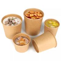China Disposable Single Wall Greaseproof Kraft Paper Food Container 12Oz For Congee Gruel for sale