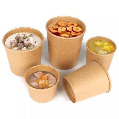 China Disposable Single Wall Greaseproof Kraft Paper Food Container 12Oz For Congee Gruel for sale
