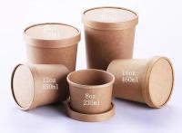 China Custom Food Grade Disposable Kraft Paper Soup Cup Salad Paper Bowl 26oz for sale
