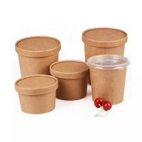 China Custom Food Grade Disposable Kraft Paper Soup Cup Salad Paper Bowl 26oz for sale