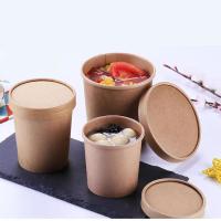China Custom Food Grade Disposable Kraft Paper Soup Cup Salad Paper Bowl 26oz for sale