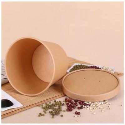 China Salad Porridge Packaged Kraft Paper Takeaway Bowl Fast Food Box 32Oz for sale