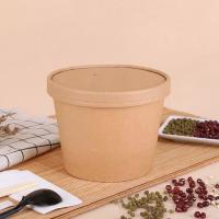 China Salad Porridge Packaged Kraft Paper Takeaway Bowl Fast Food Box 32Oz for sale