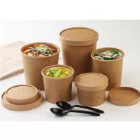 China Takeaway Kraft Disposable Salad Bowls Rice Soup Packaging 500ML With Lid for sale