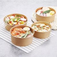 China Takeaway Kraft Disposable Salad Bowls Rice Soup Packaging 500ML With Lid for sale