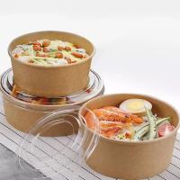China Takeaway Kraft Disposable Salad Bowls Rice Soup Packaging 500ML With Lid for sale
