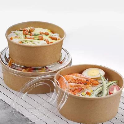 China Takeaway Kraft Disposable Salad Bowls Rice Soup Packaging 500ML With Lid for sale