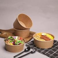 China 24oz Kraft Paper Food Container Eco Friendly Soup Salad With Lid for sale