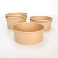 China Waterproof Food Grade Kraft Paper Bowl 25oz Disposable Brown Takeout 750ML for sale