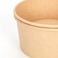 China Waterproof Food Grade Kraft Paper Bowl 25oz Disposable Brown Takeout 750ML for sale